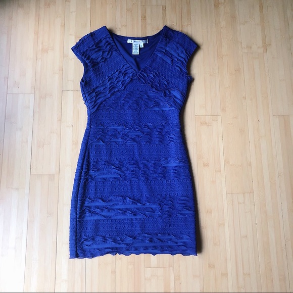 Studio M | Dresses | Purple Form Fit Dress With Ruffle Detail By Studio ...